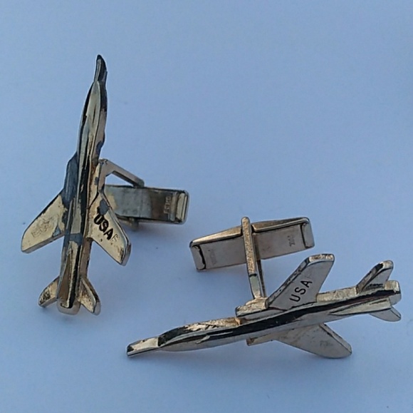 Vintage | Accessories | Patpend Vintage Goldtone Fighter Jet Cufflinks ...